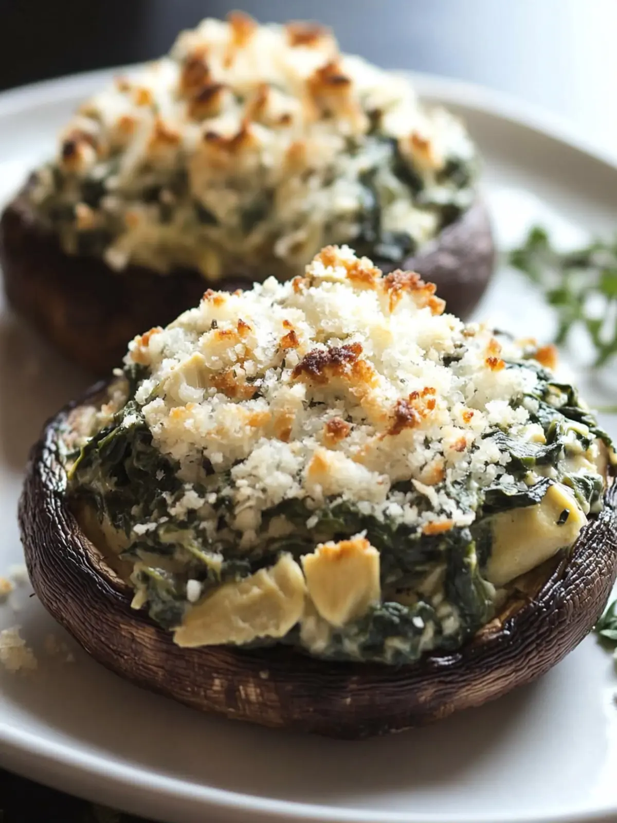 Irresistible Spinach & Artichoke Stuffed Portabella Mushrooms