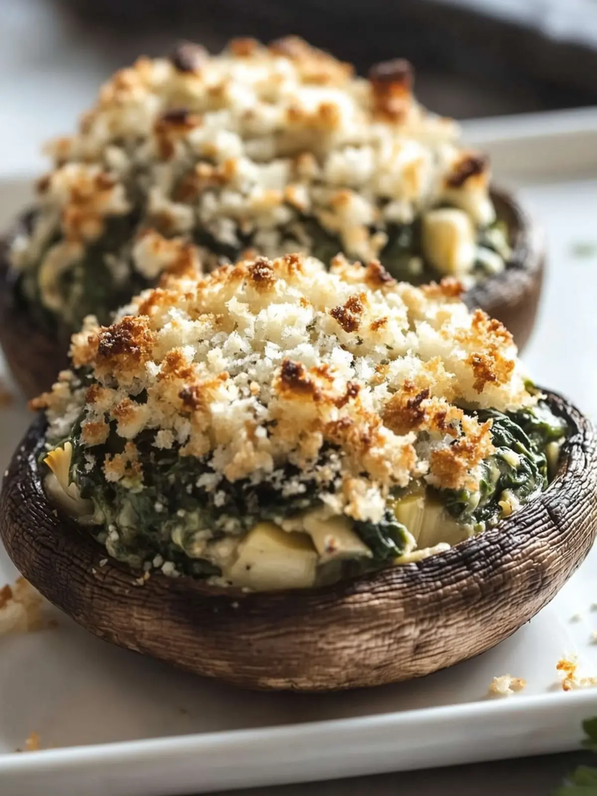 Irresistible Spinach & Artichoke Stuffed Portabella Mushrooms