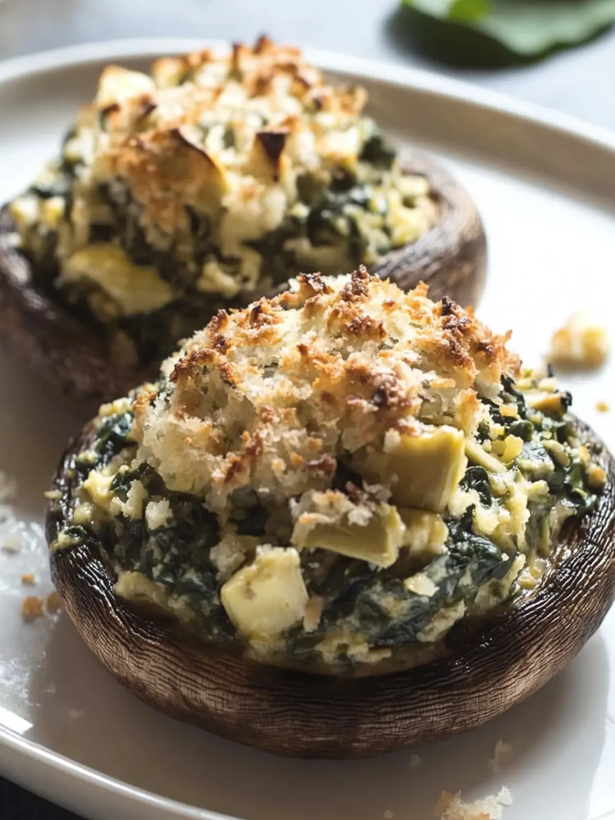Irresistible Spinach & Artichoke Stuffed Portabella Mushrooms